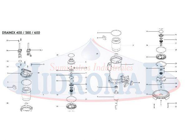 Exploded view Espa Drainex pump - Hidromar
